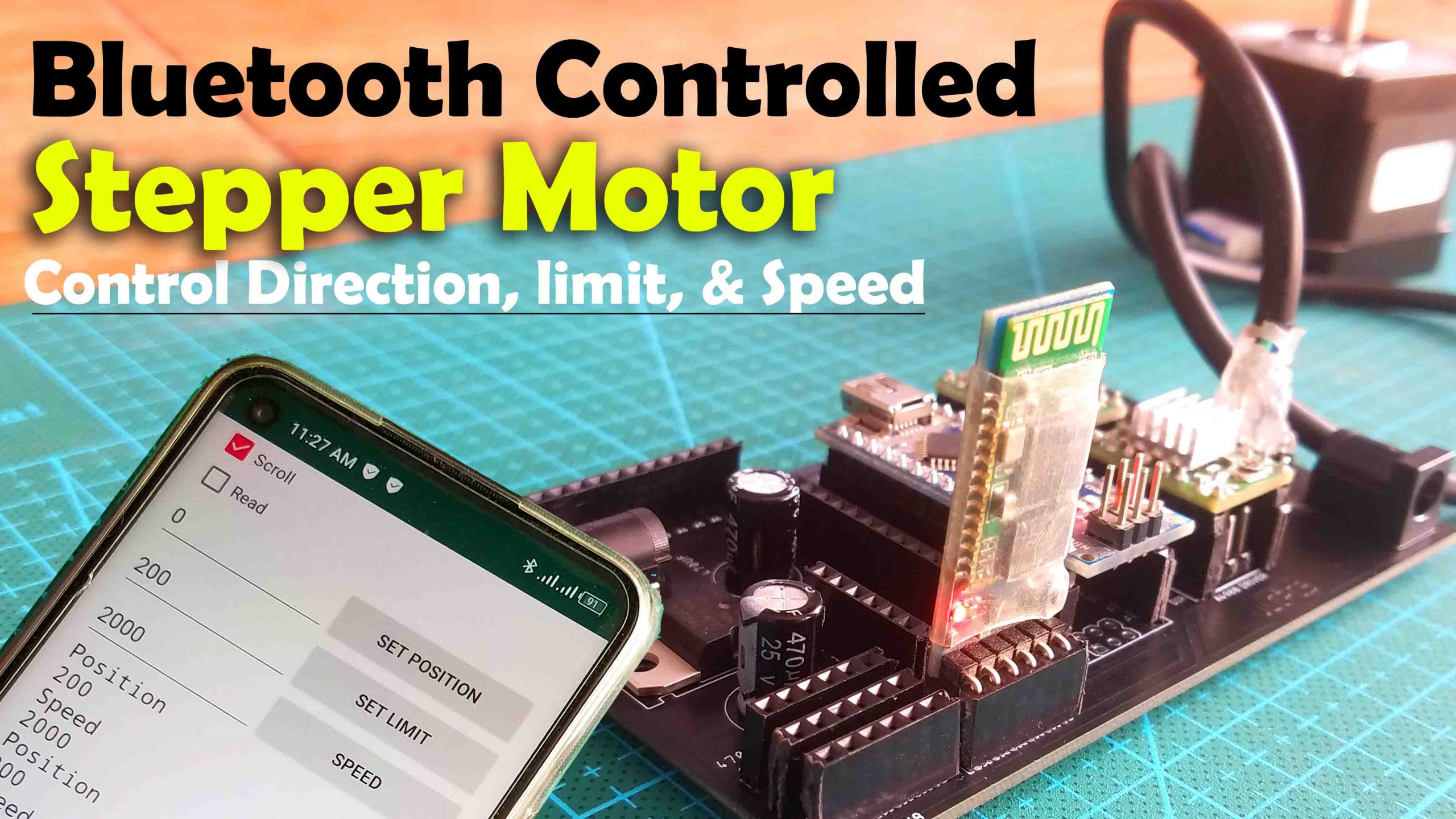Control Position And Speed Of Stepper Motor Using Android Bluetooth App A4988 Driver And Arduino