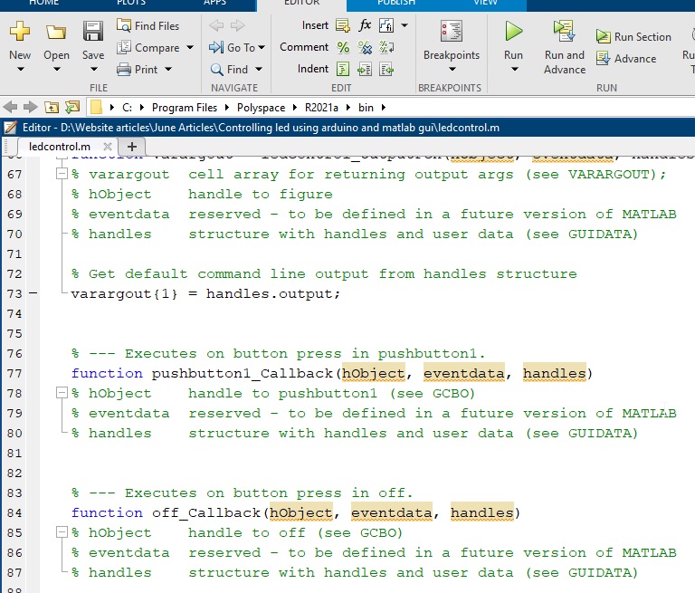 Matlab Arduino To Control An Led Using Serial Communication