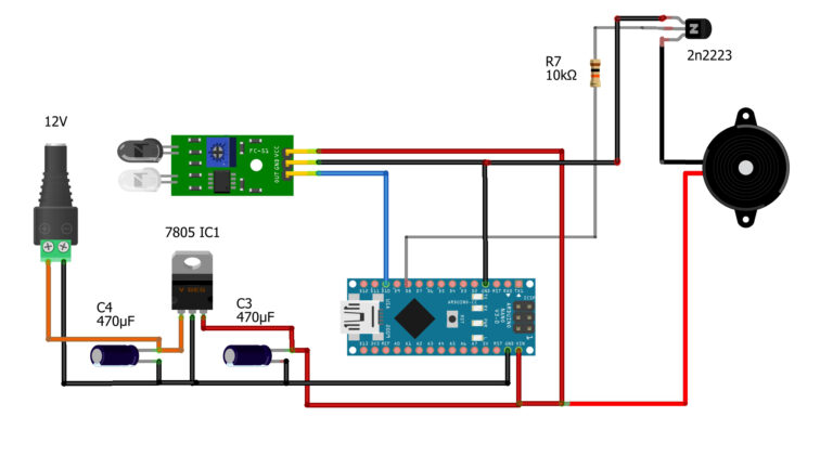 Arduino Ir Sensor And Buzzer Circuit Diagram And Programming